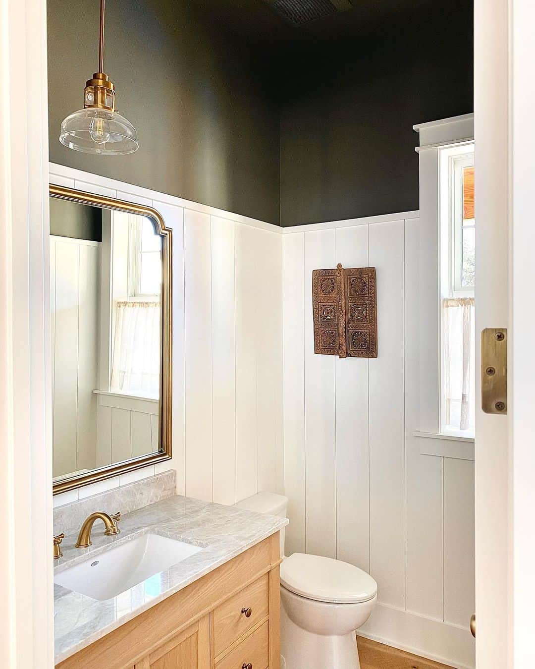 Pendant Light in Bathroom with Shiplap - Soul & Lane