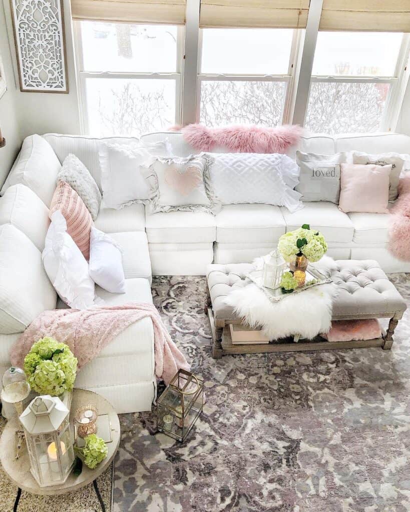 Silver Tray on a Cushioned Ottoman - Soul & Lane