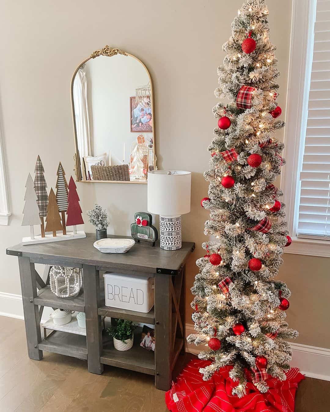 Slim Pencil Christmas Tree With Red Ornaments Soul And Lane