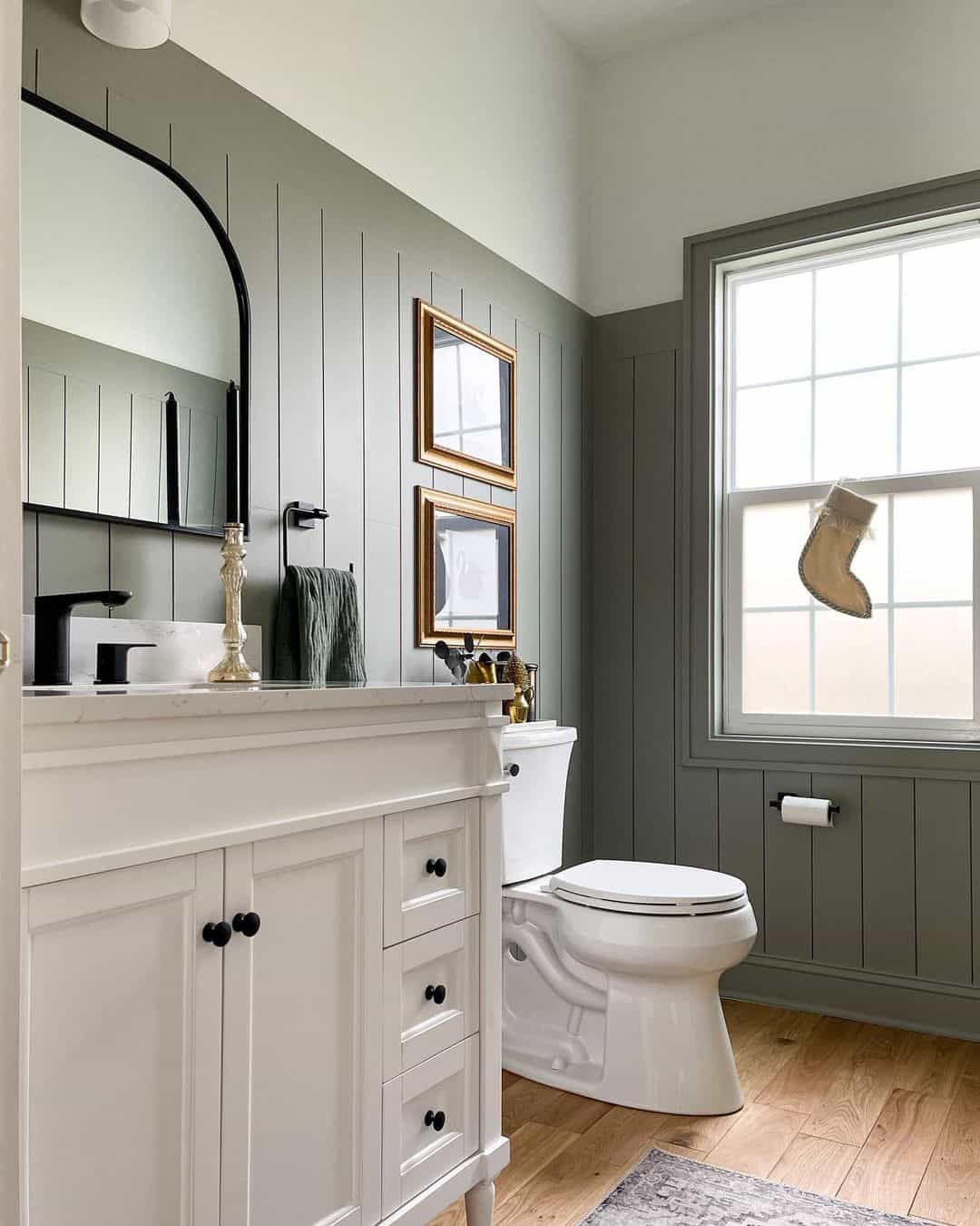 Small Green Farmhouse Shiplap Bathroom - Soul & Lane