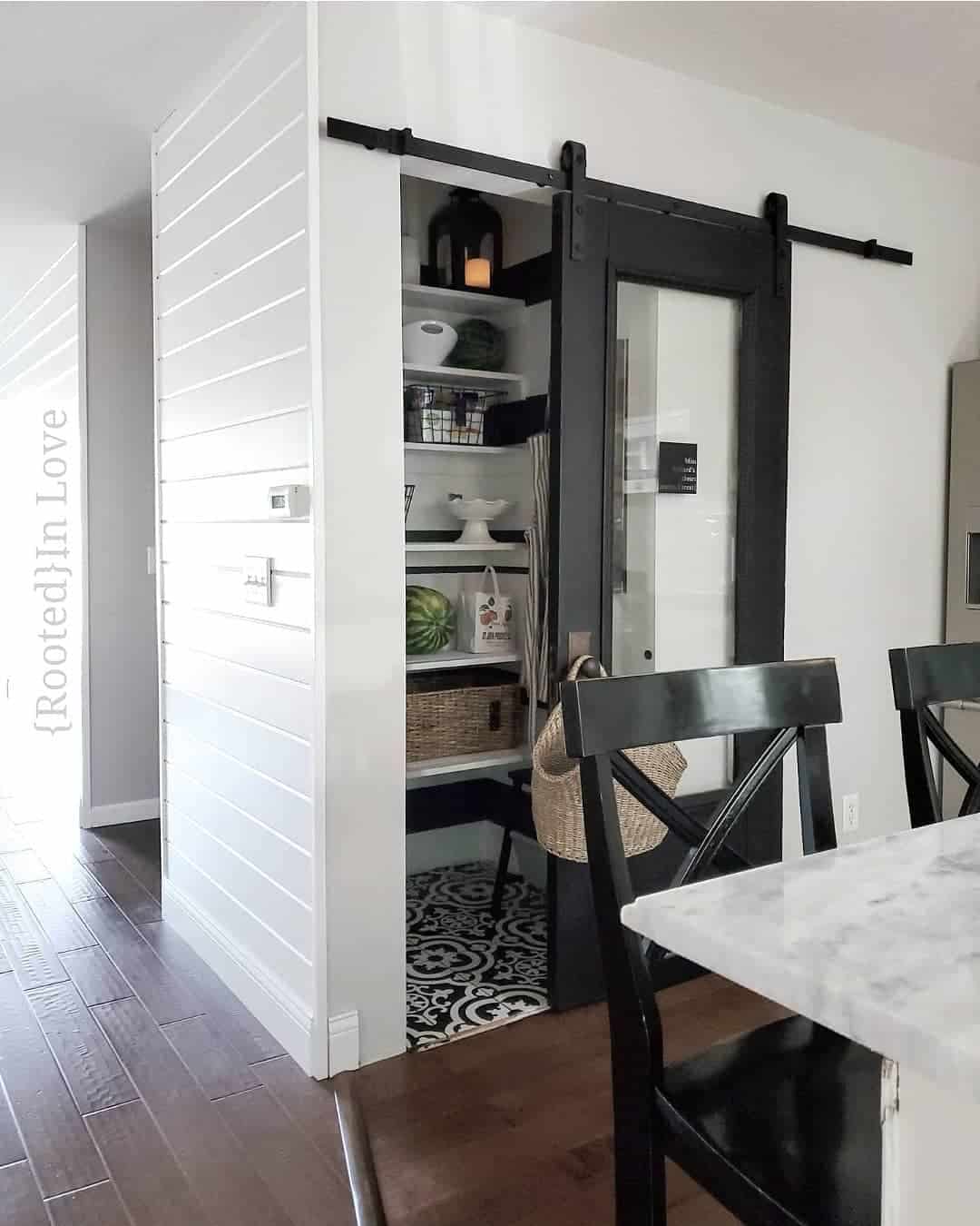 Black Sliding Pantry Door With Glass Soul And Lane