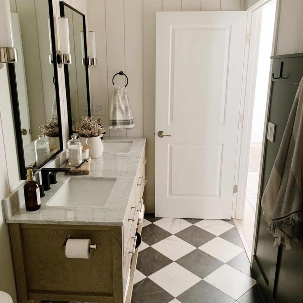 Checkered Black and White Bathroom Floor Tile - Soul & Lane