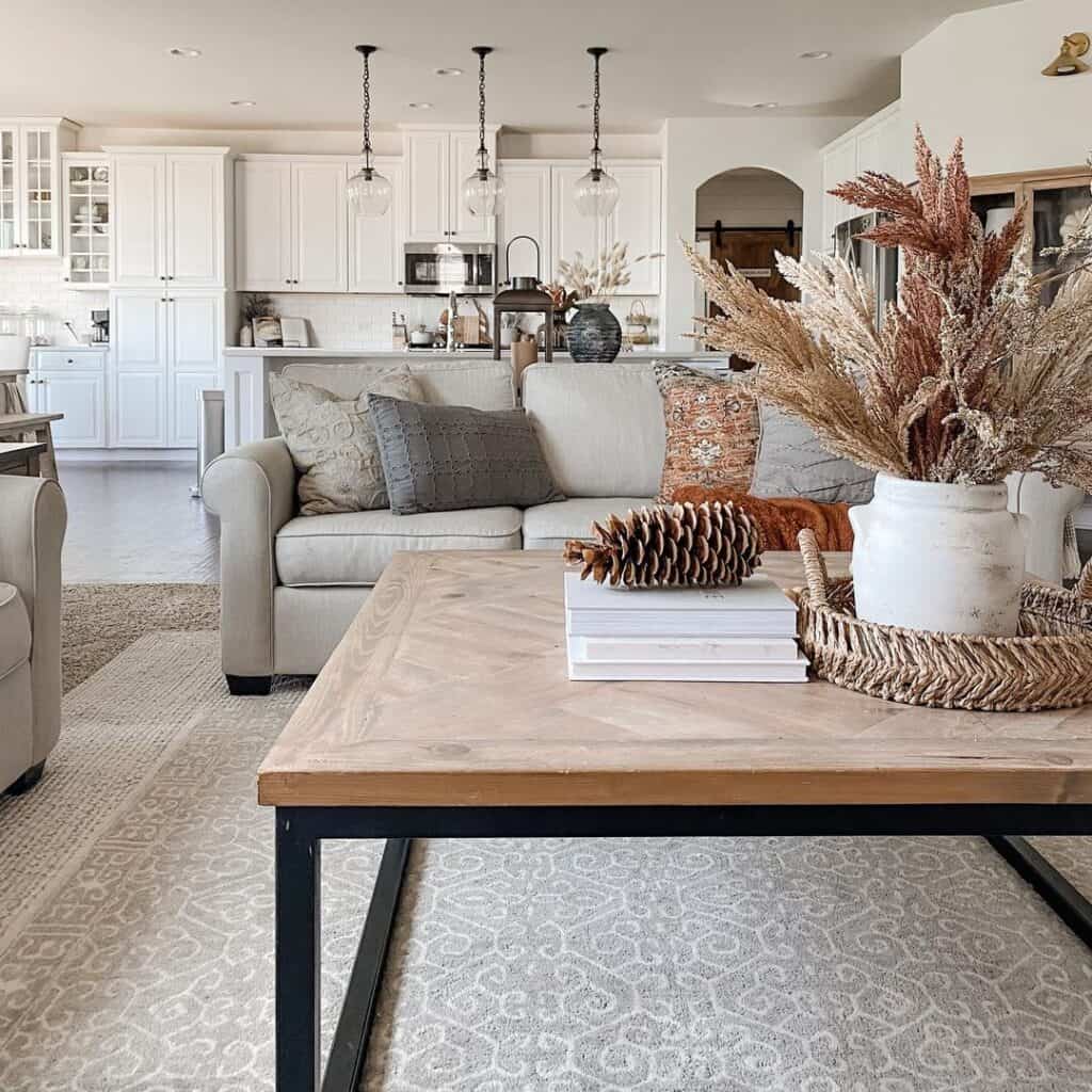 Fall Decor for Coffee Table in Neutral Living Room - Soul & Lane