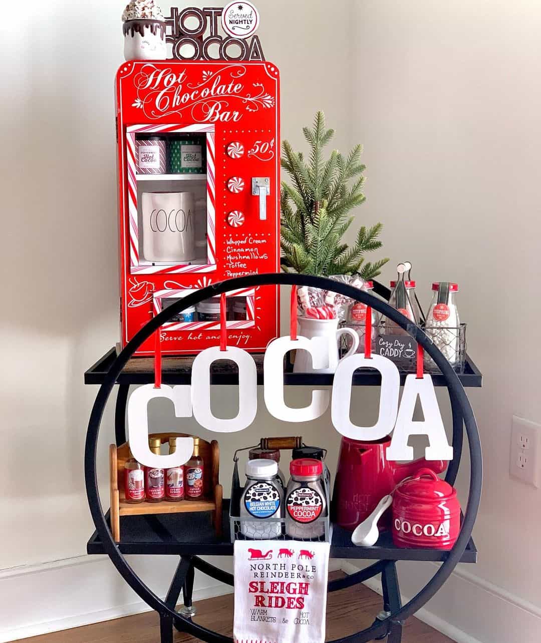 Red and White Hot Chocolate Bar Cart - Soul & Lane