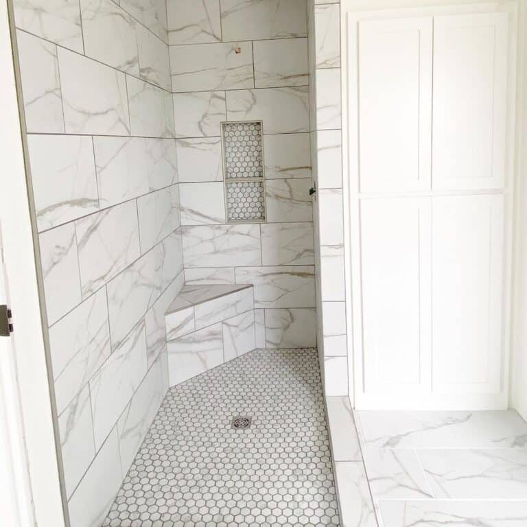 Shower with Bench and Tiled Niche - Soul & Lane