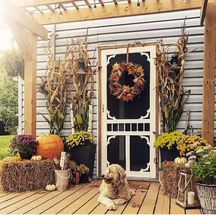 Victorian Screen Door with Pergola and Fall Decorations - Soul & Lane