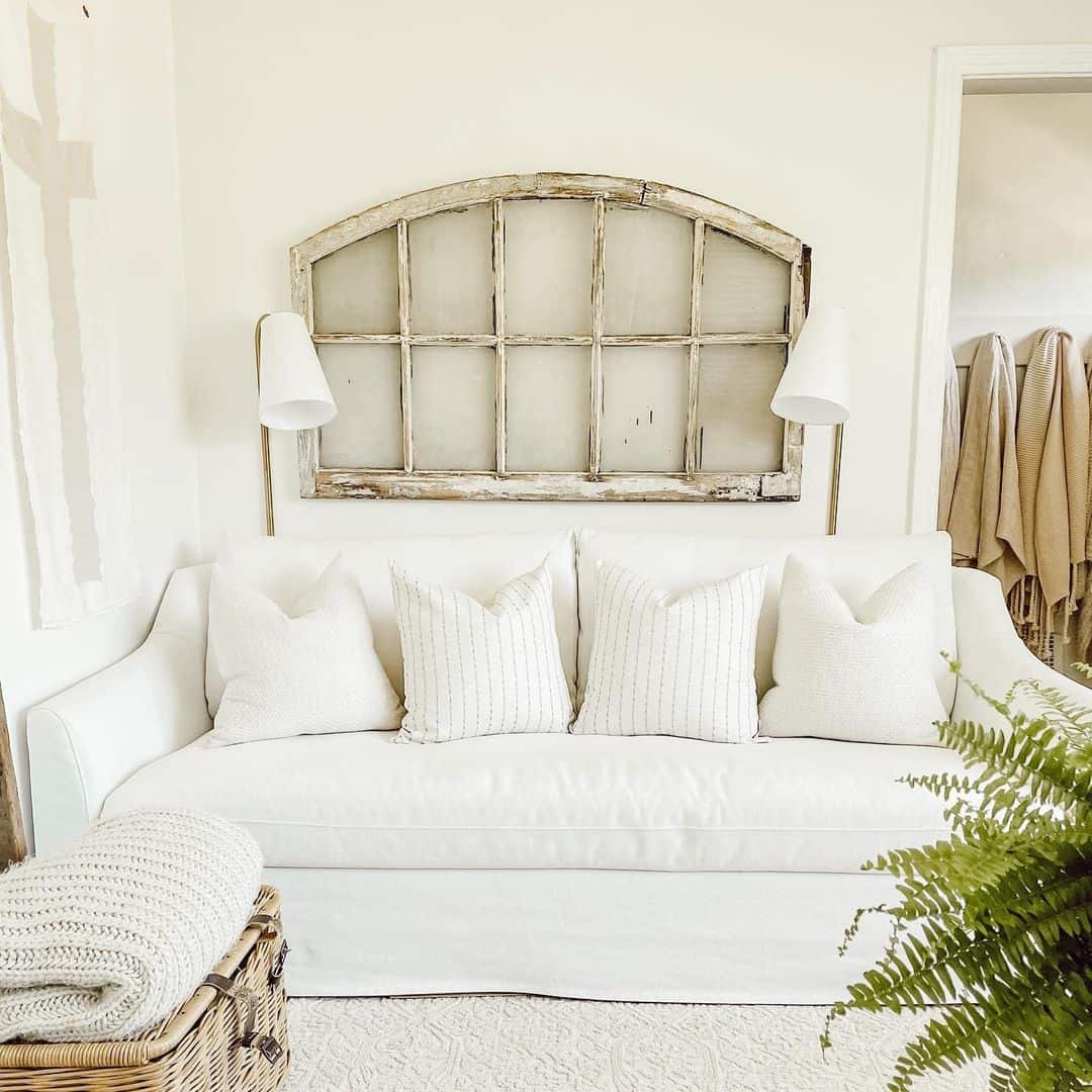 Window Frame Wall Décor Above Farmhouse Sofa - Soul & Lane Window Frame Wall Décor Above Farmhouse Sofa - Soul & Lane