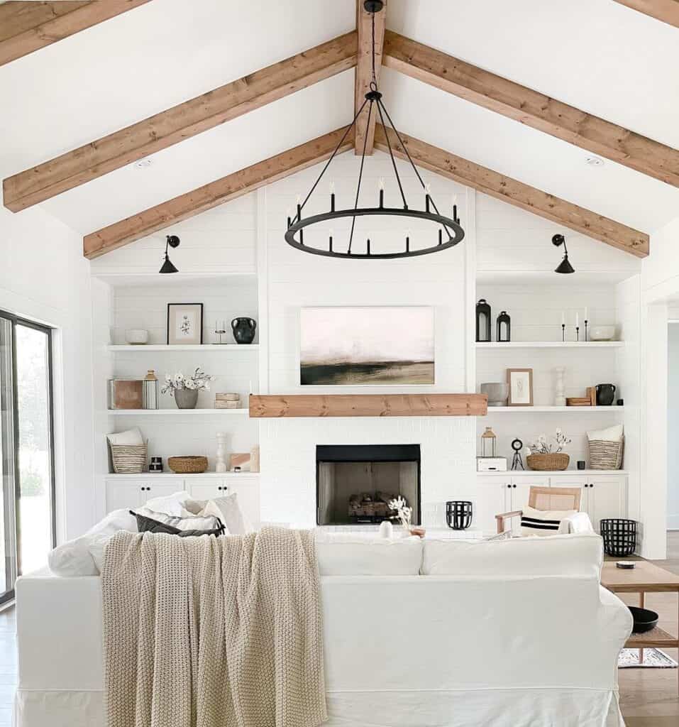 Wood Beams on Vaulted Living Room Ceiling - Soul & Lane