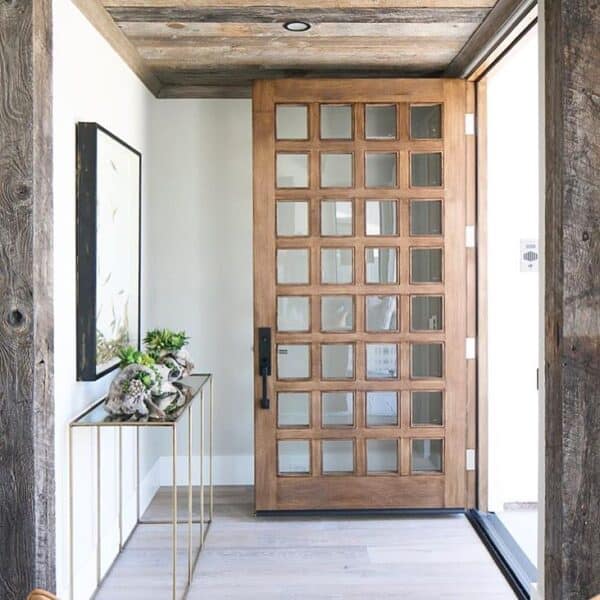 Wood Front Door with Glass Grid Design - Soul & Lane