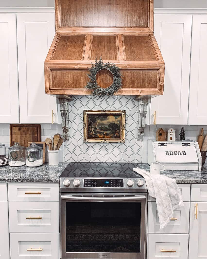 Wood Range Hood in White Kitchen - Soul & Lane
