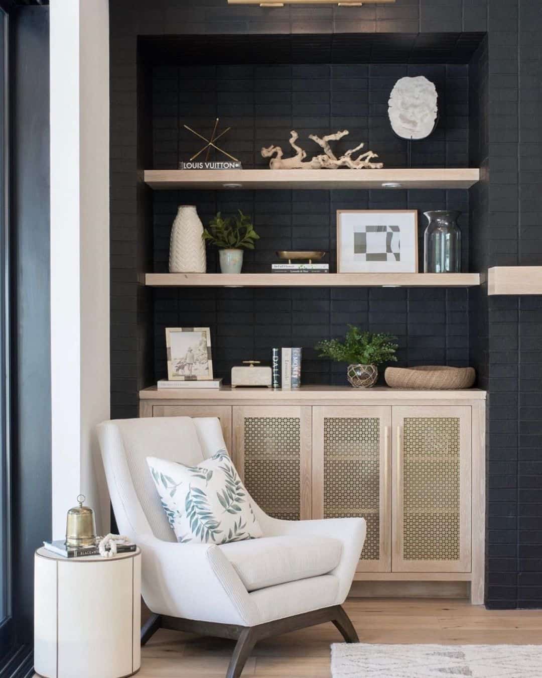 Black-Painted Brick Niche with Décor - Soul & Lane