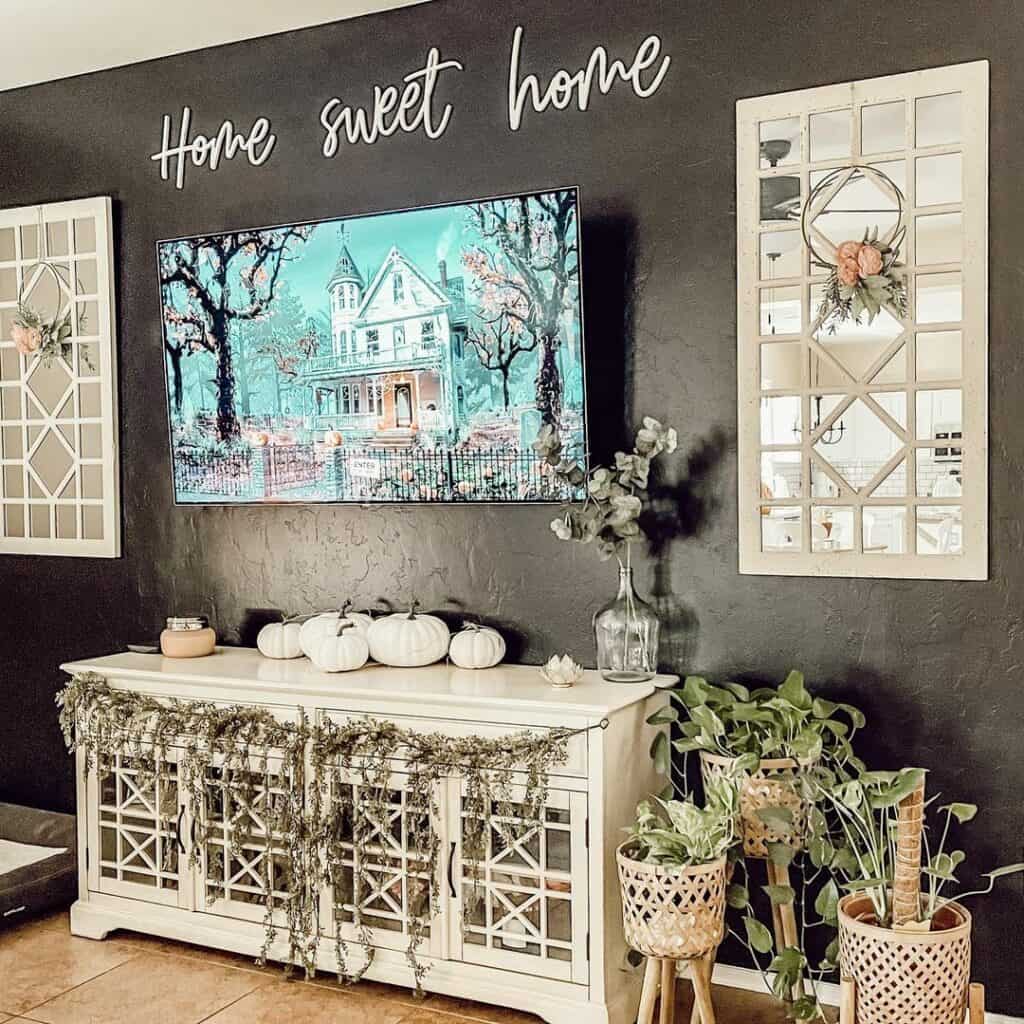 Black Wall with White Farmhouse Decor - Soul & Lane