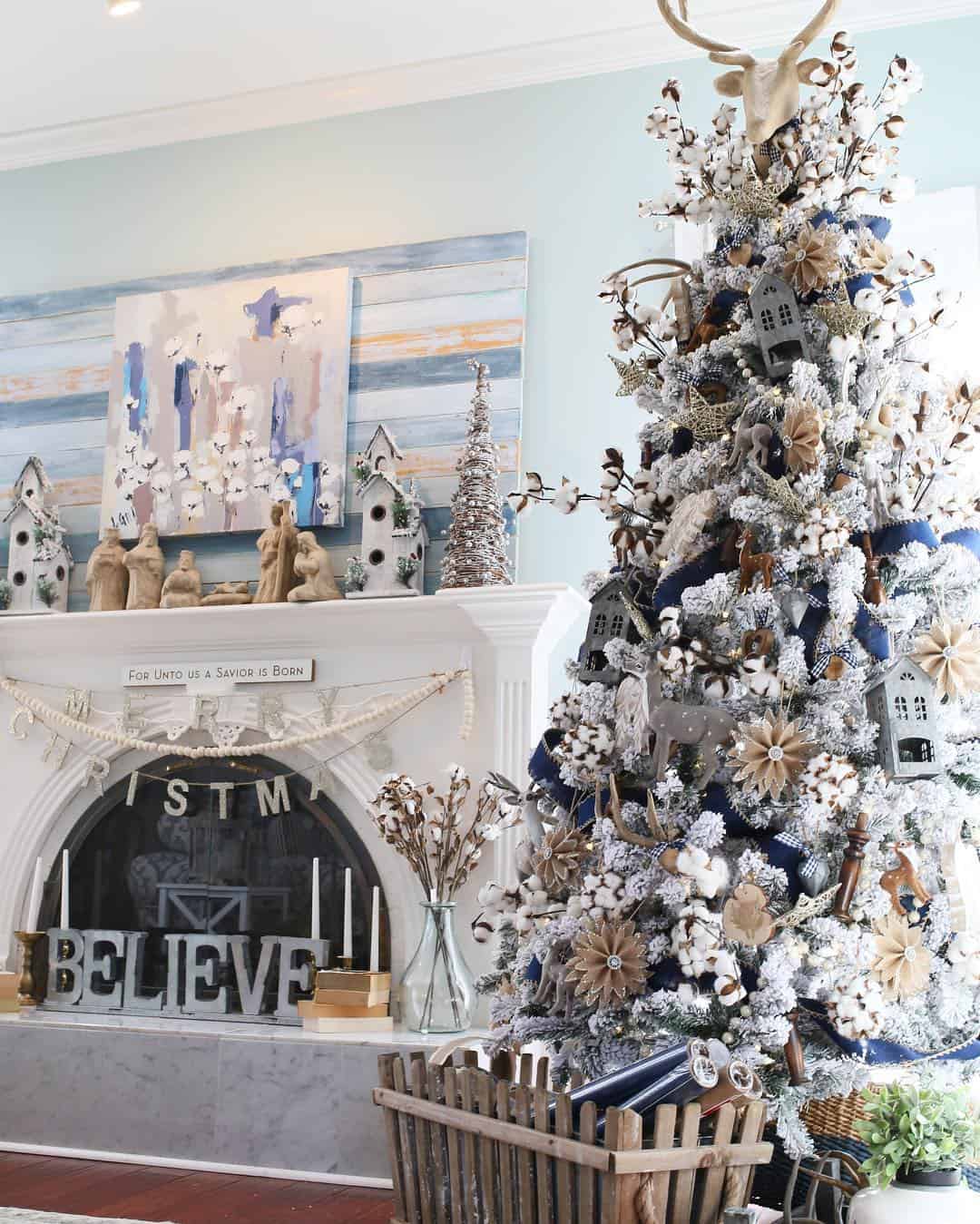 Blue and White Christmas Mantel - Soul & Lane