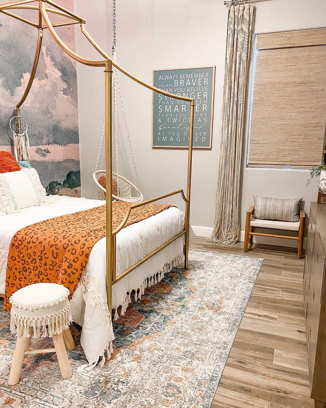 Bohemian Kid's Bedroom With Colorful Accent Wallpaper - Soul & Lane
