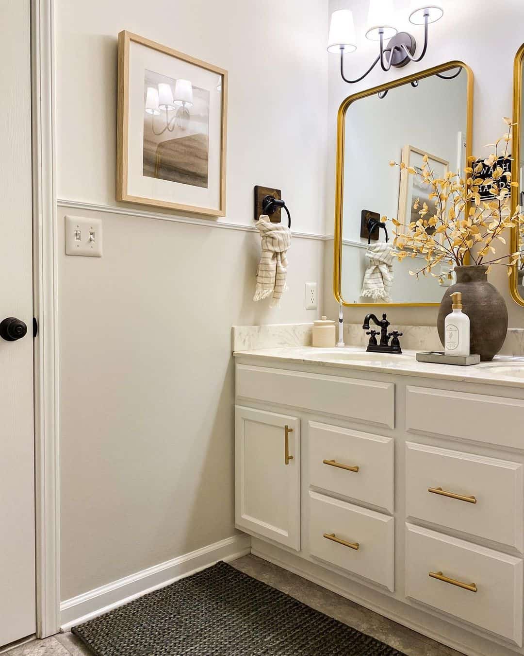 Brass Accents in Two-Tone Bathroom - Soul & Lane