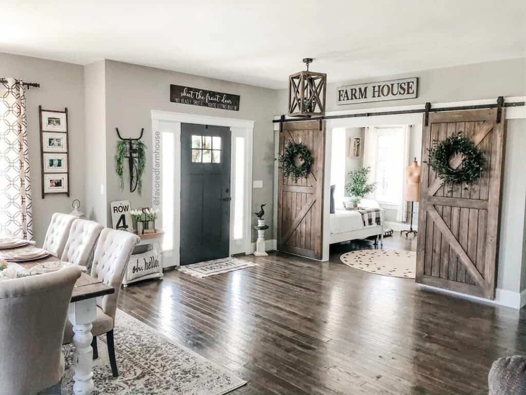 Farmhouse Entryway with White Door Trim - Soul & Lane