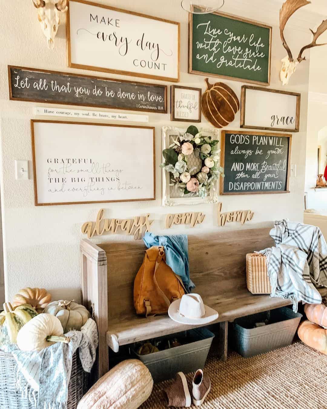 Gallery Wall of Signs in Entryway - Soul & Lane