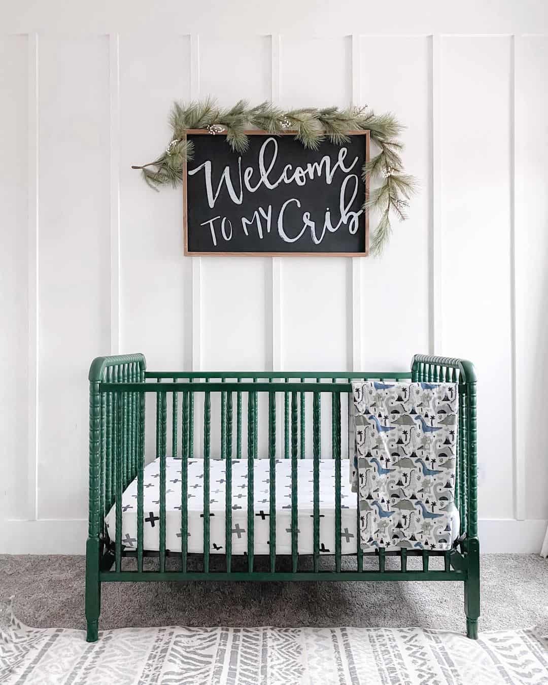 Green Crib in a White Nursery - Soul & Lane