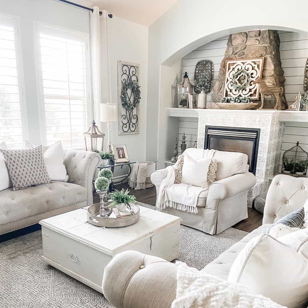 Recessed Wall Showcases Tiled Fireplace - Soul & Lane