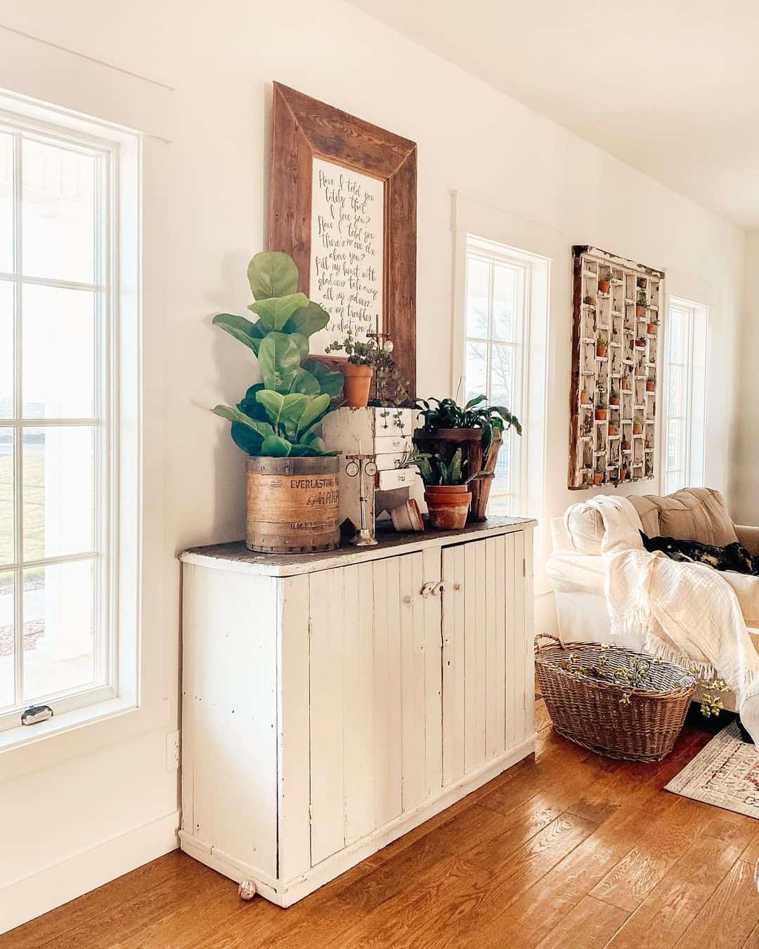 Rustic White Cabinet with Beadboard Doors - Soul & Lane