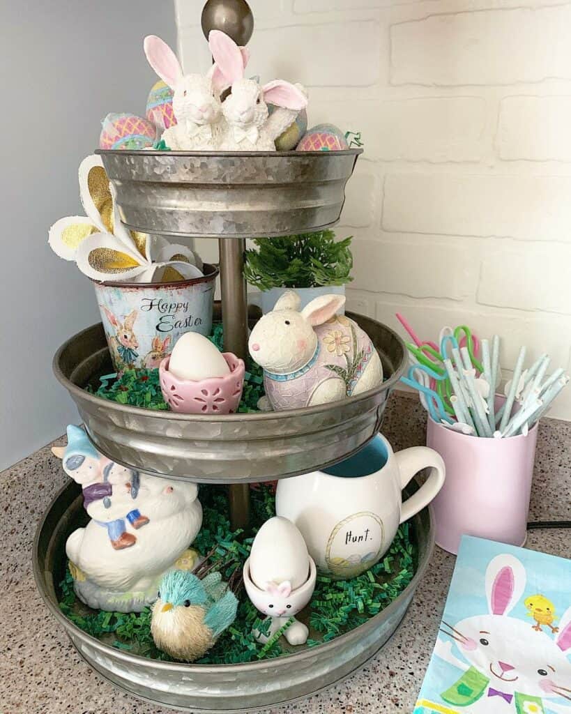 Tiered Metal Tray and White Brick Backsplash - Soul & Lane