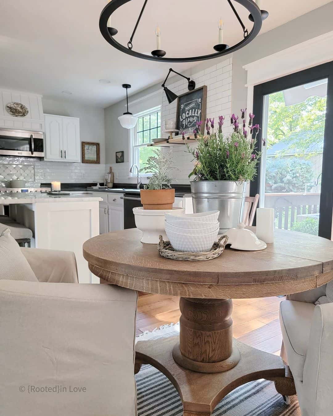 Upholstered Armchairs Around Circular Table - Soul & Lane