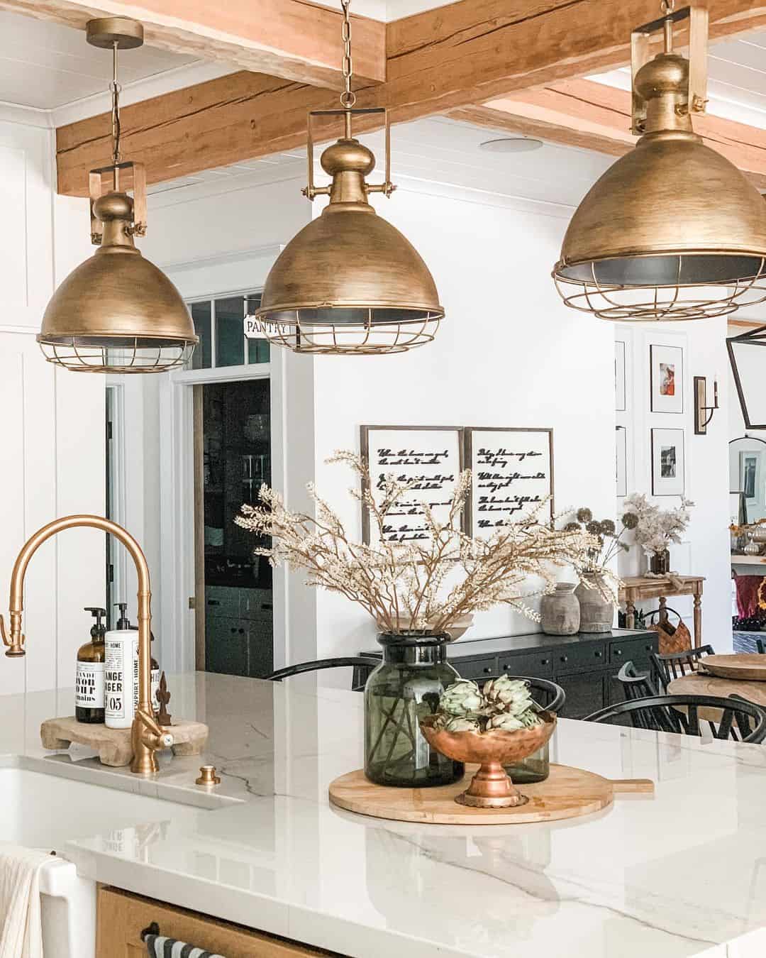 Vintage Pendants Over Kitchen Island - Soul & Lane