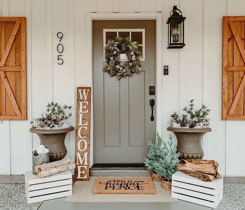 Welcoming and Natural Winter Farmhouse Porch - Soul & Lane
