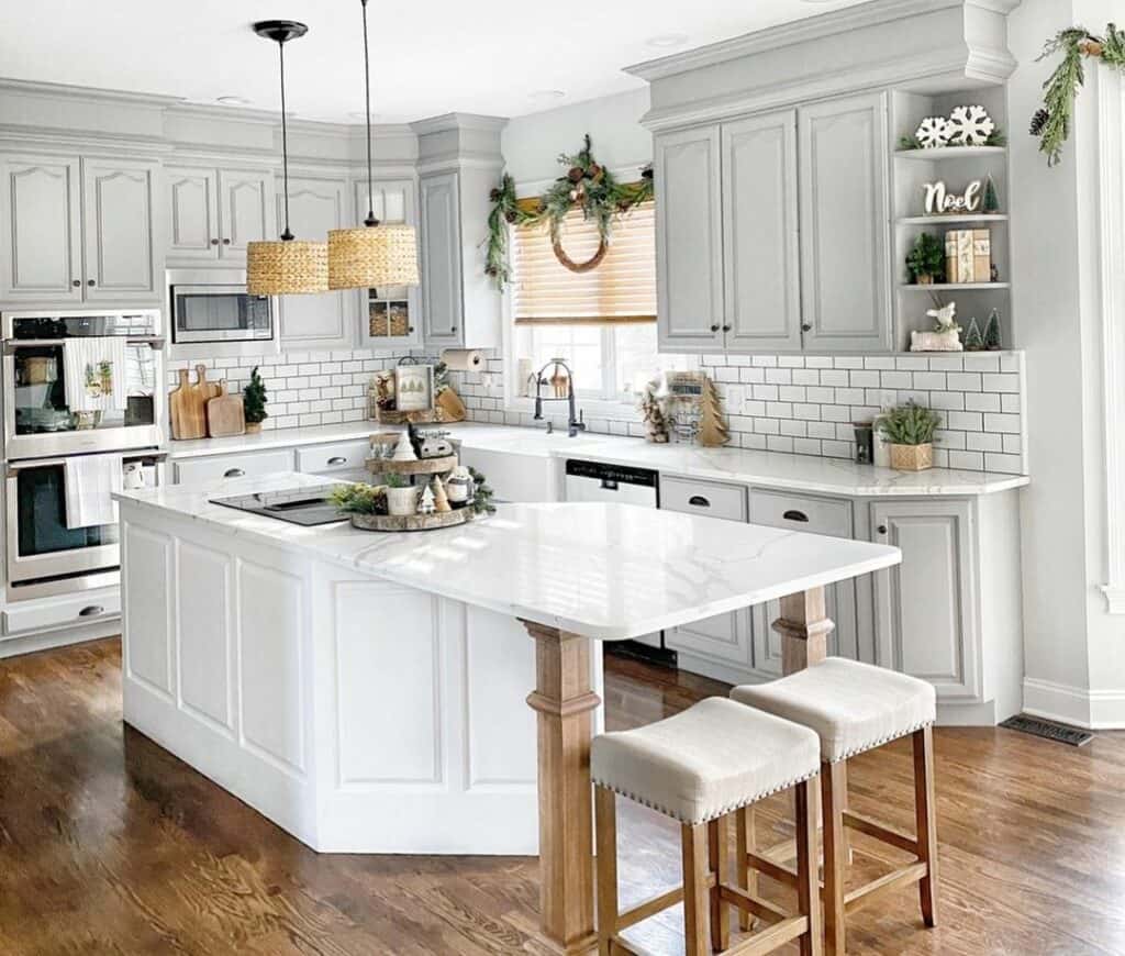 White Angled Kitchen Island - Soul & Lane
