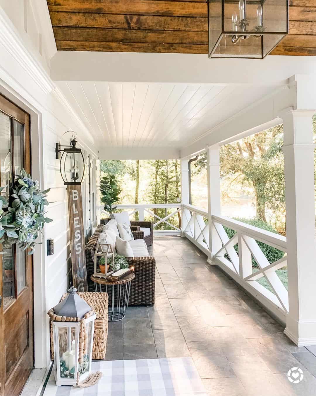 White Crisscross Front Porch Railing - Soul & Lane