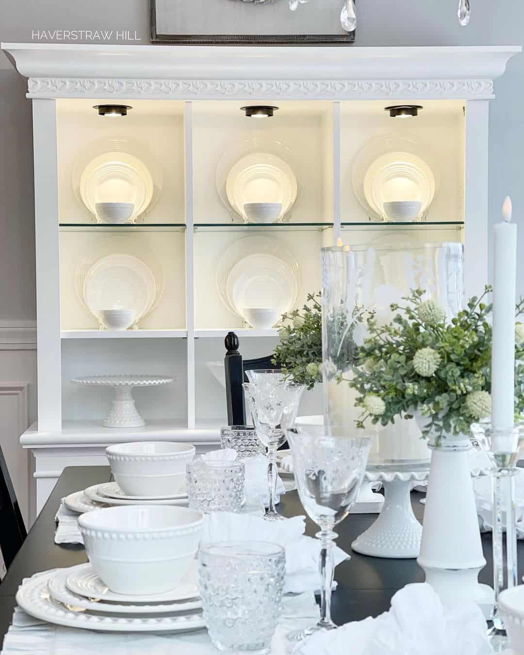 White Dining Room Table Setting with Glass - Soul & Lane