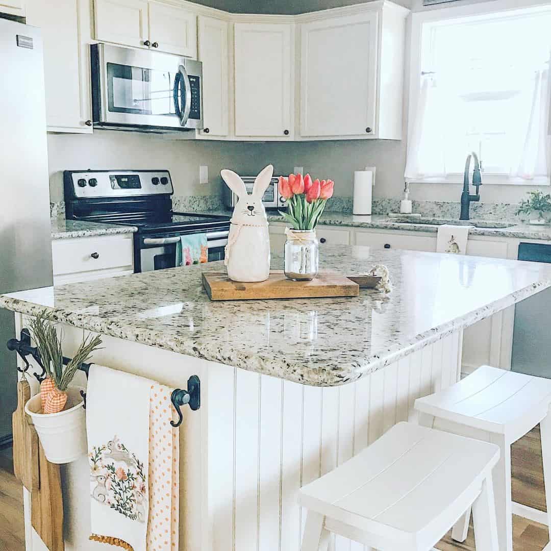 White Kitchen Island with Matching Stools - Soul & Lane