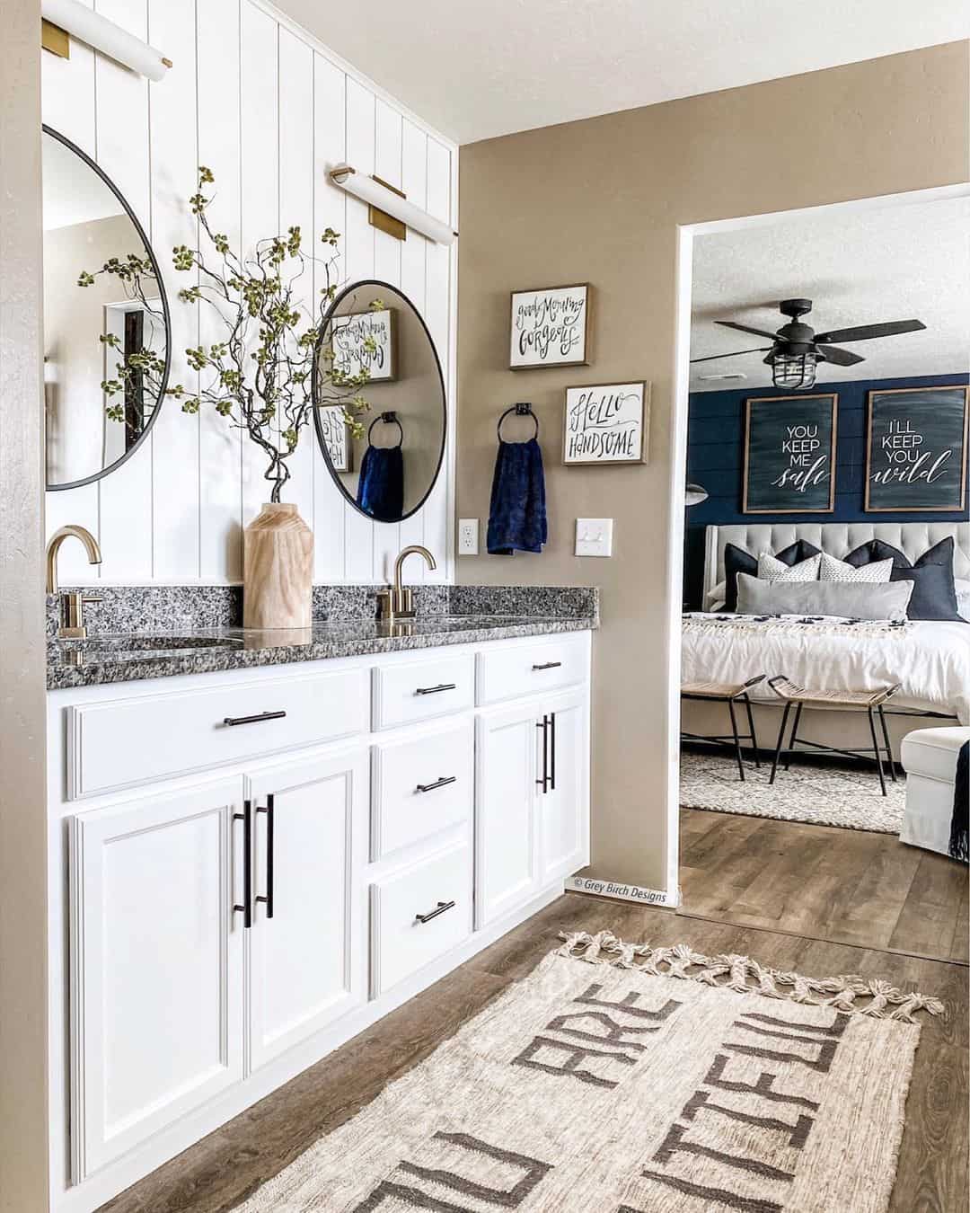 White Vertical Shiplap Backsplash in Farmhouse Bathroom - Soul & Lane