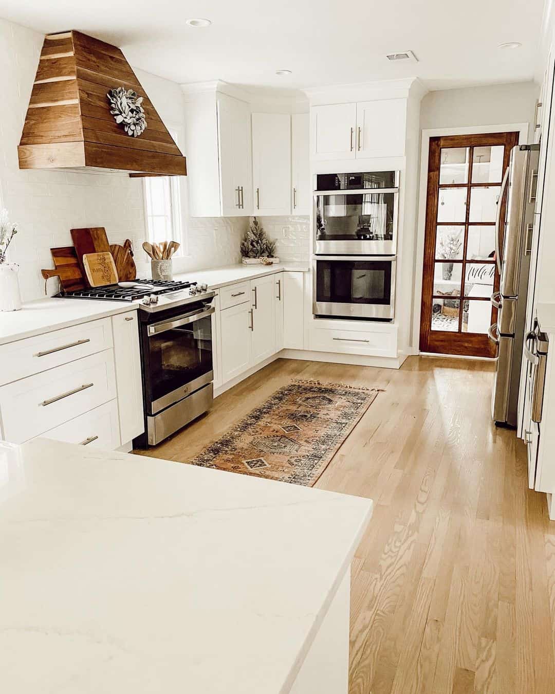 White and Wood Kitchen with Windowpane Door - Soul & Lane