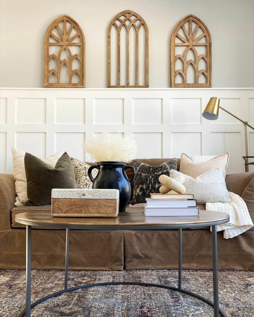 Wooden Window Décor and White Half-Wall Paneling - Soul & Lane