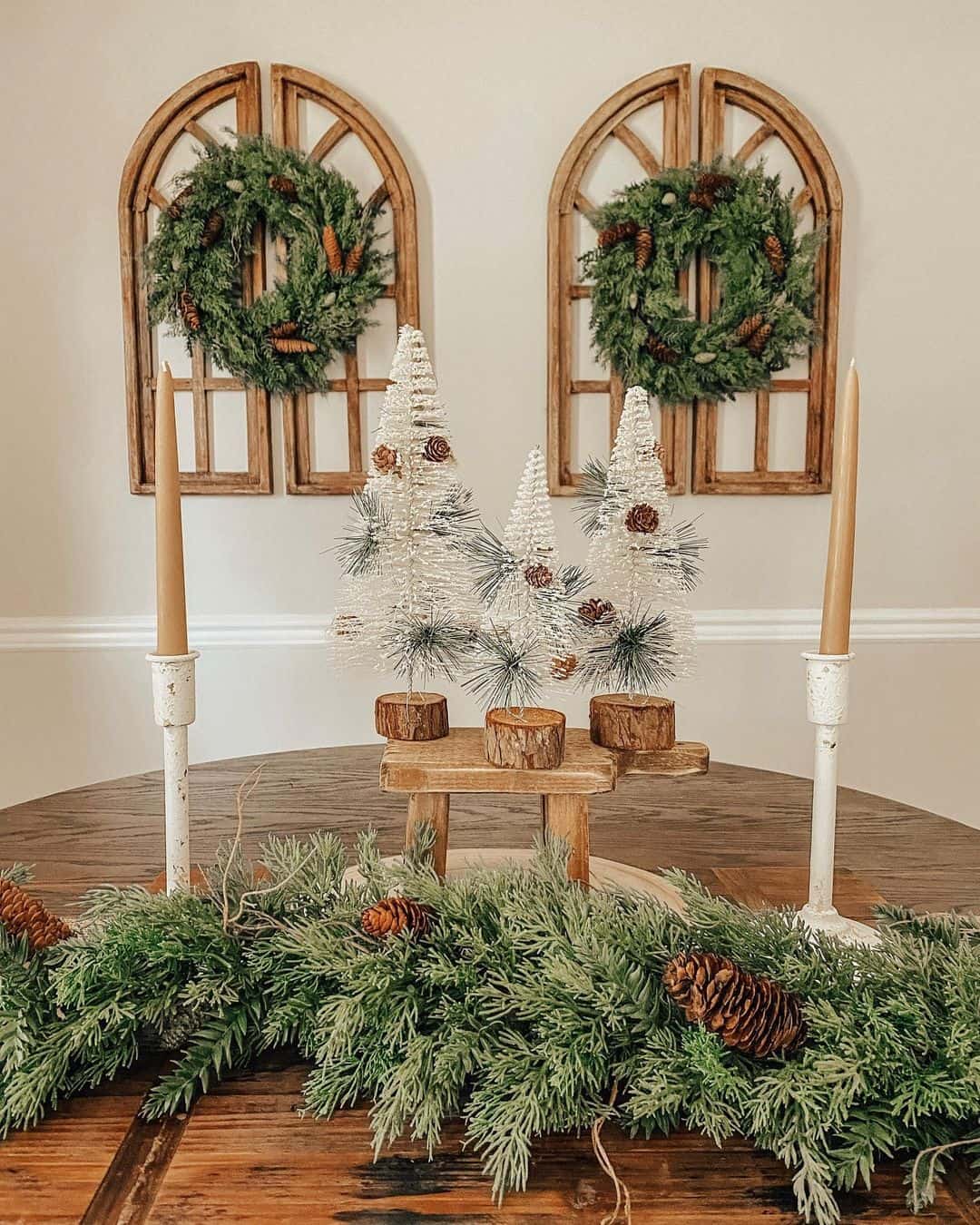 Wreaths and Garland in Rustic Dining Room - Soul & Lane