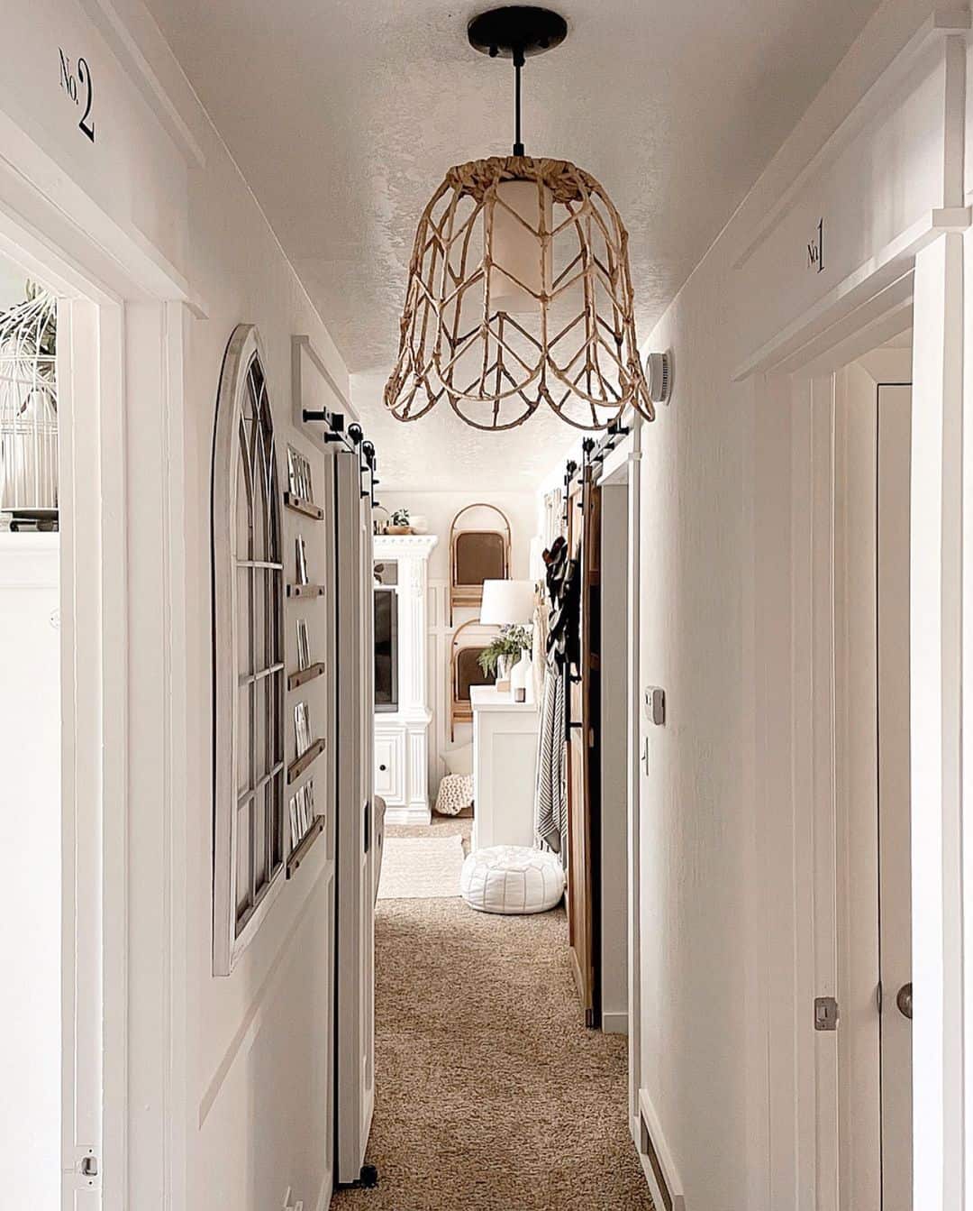 A Gold Pendant Light and White Window Décor - Soul & Lane