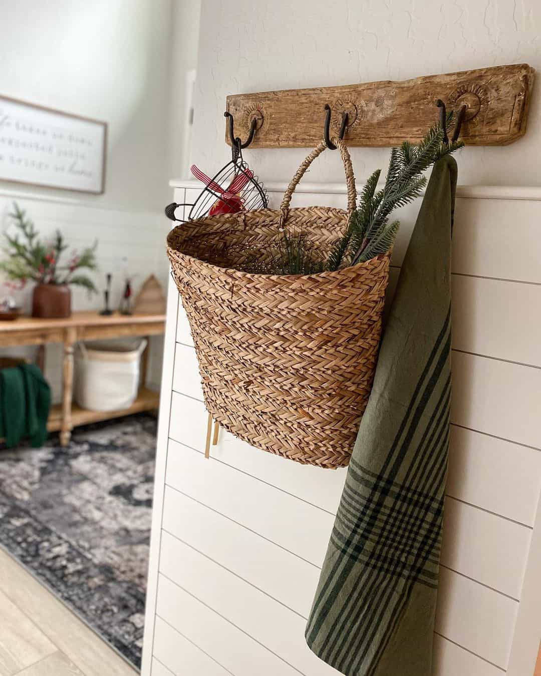 Beige and White Shiplap Entryway Wall with Greenery - Soul & Lane