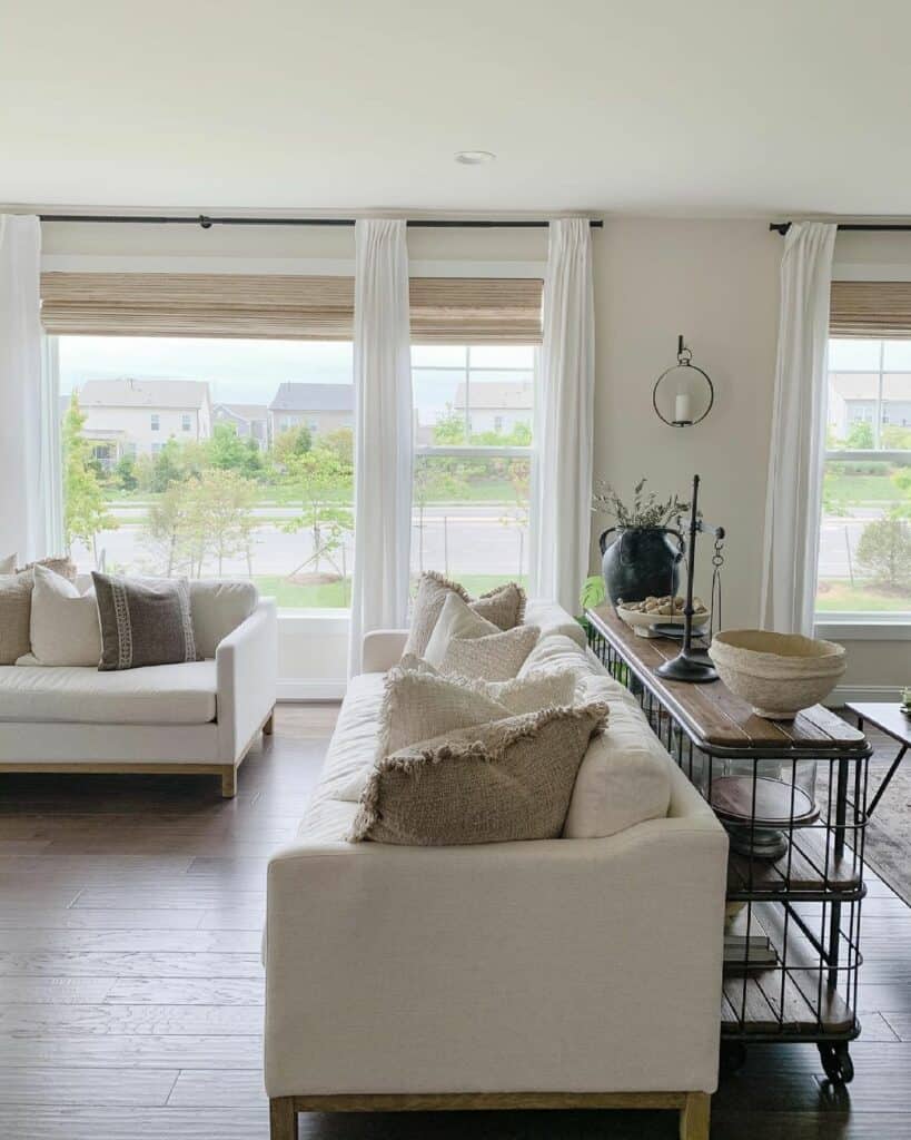 Console Table Behind Neutral Sofa - Soul & Lane