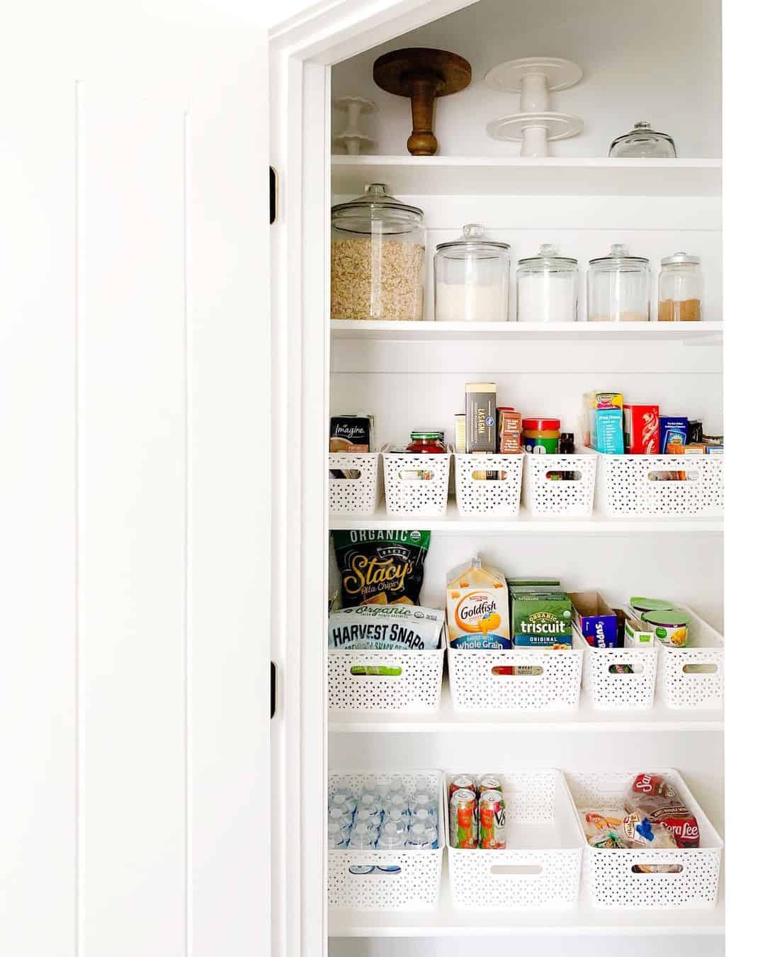 Crisp White Pantry Shelves with White Baskets - Soul & Lane