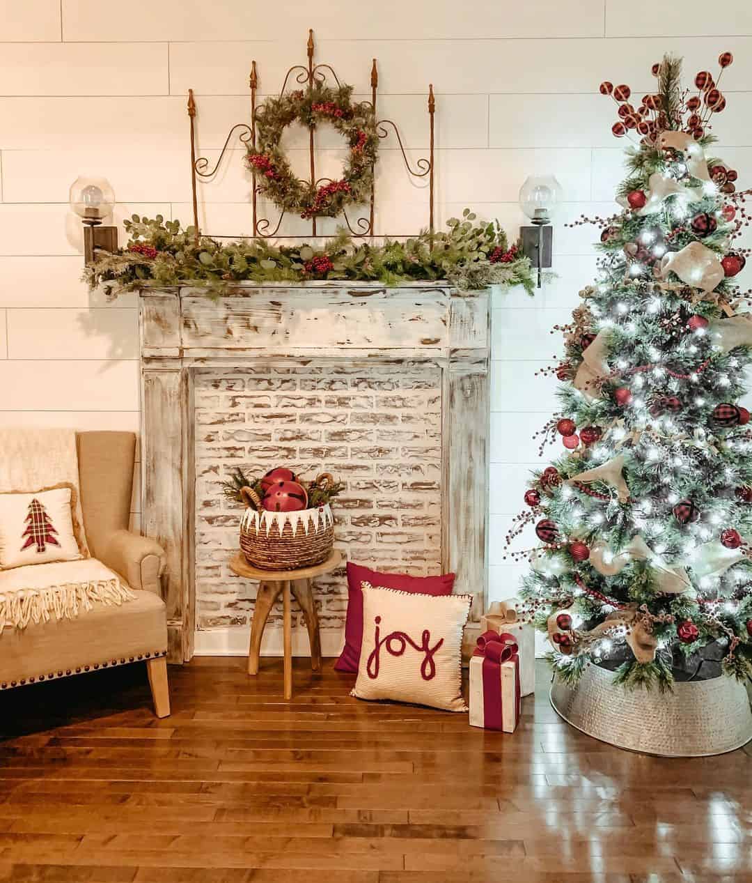 Distressed Faux Fireplace with Brick Inset - Soul & Lane