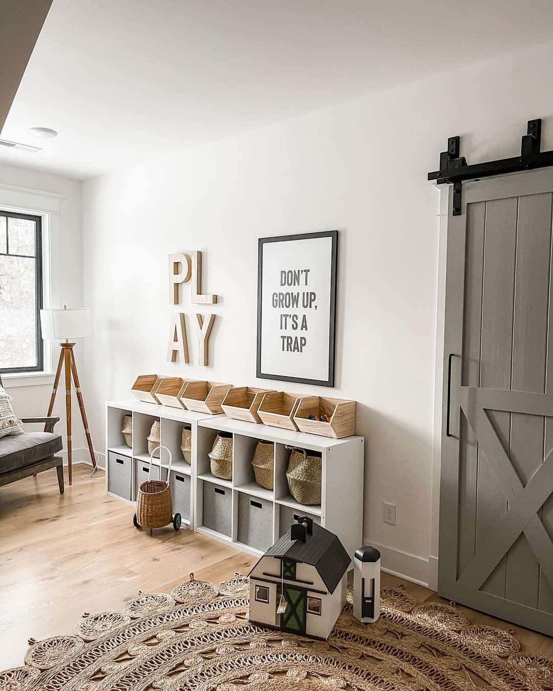 Farmhouse Playroom with Sliding Barn Door - Soul & Lane