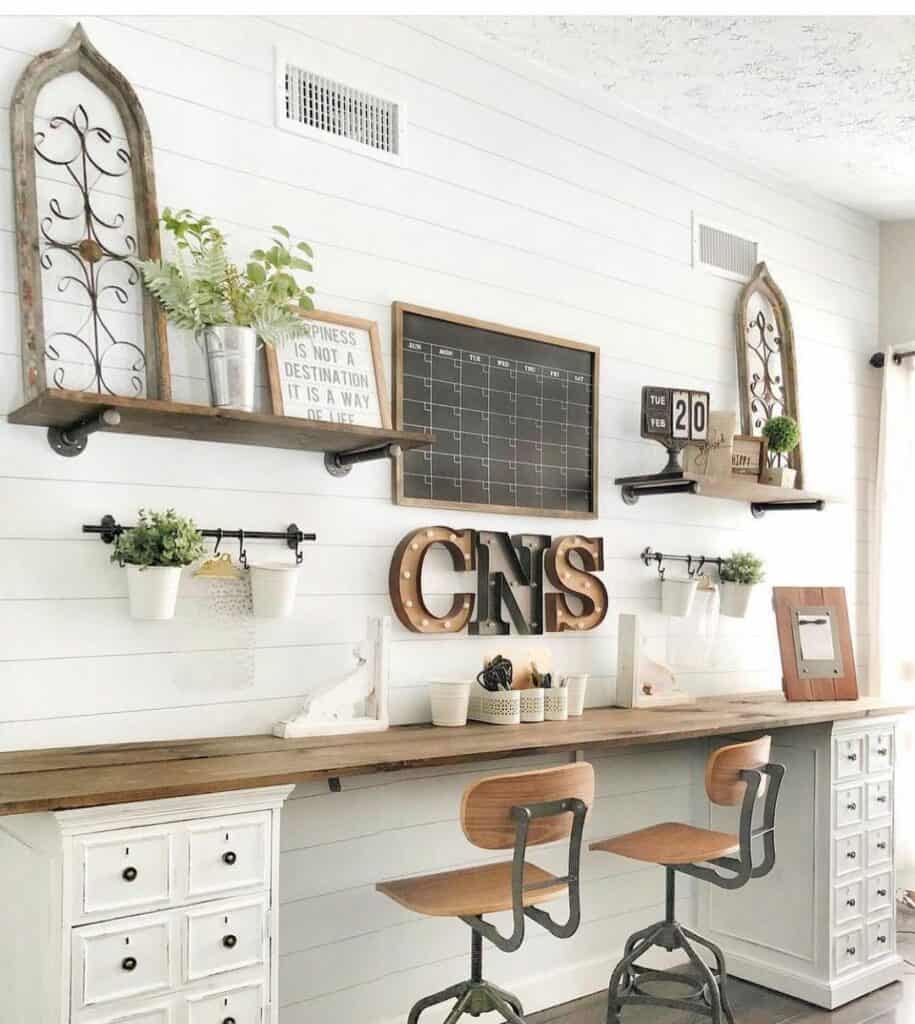 Farmhouse White Shiplap Office - Soul & Lane