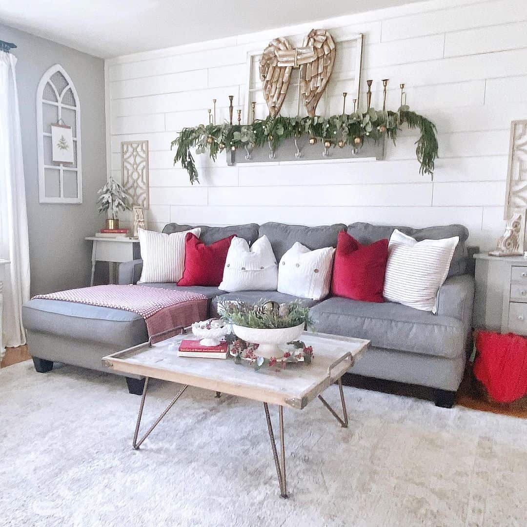 Gray Sofa with Christmas Décor - Soul & Lane