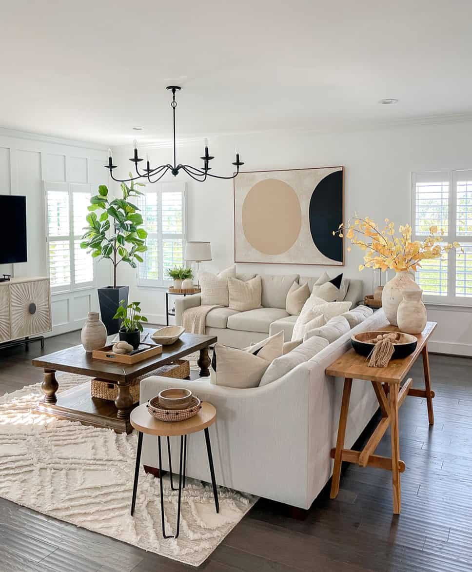 Modern Neutral Living Room with Wooden Accents - Soul & Lane