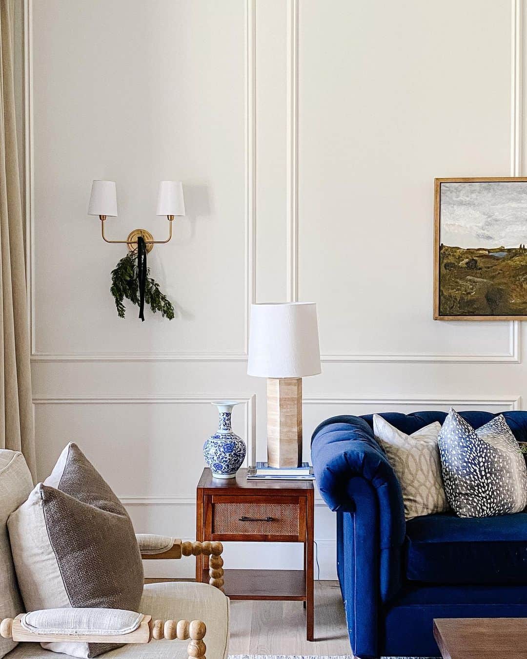 Roll-Arm Sofa and Vintage Side Table - Soul & Lane