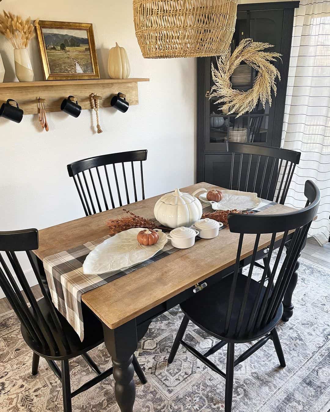 Rustic Fall Simple Dining Table Centerpiece Ideas - Soul & Lane