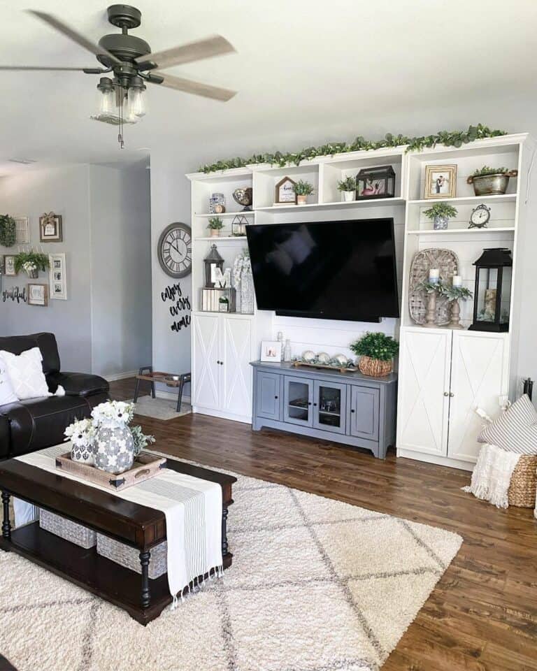 Shag Carpet Hosts Dark Wood Coffee Table - Soul & Lane