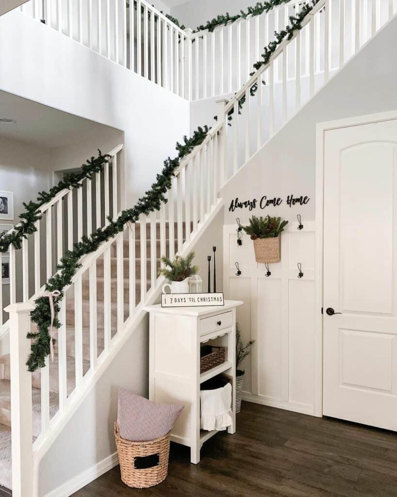 Simple Garlands Wrapped Around Banisters - Soul & Lane
