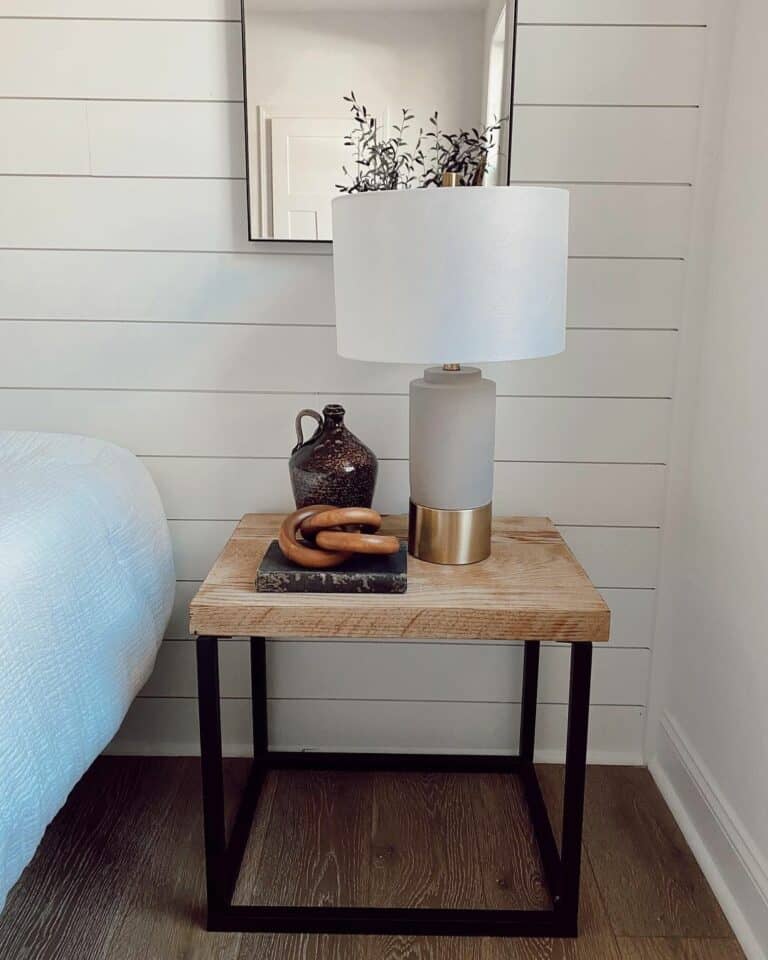 Square Wood and Black Metal Night Table - Soul & Lane